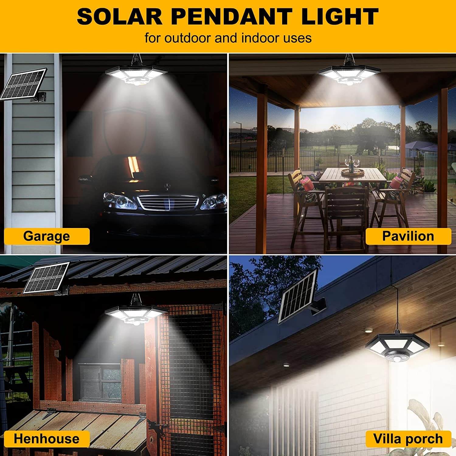 Solar Shed Portable Pendant Lights with Motion Sensor 1000LM 180 LED 16 ...